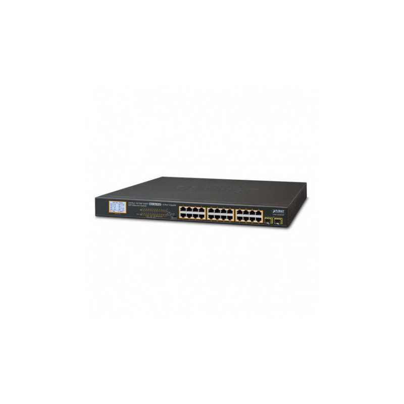 Planet Unmanaged 24-Port RJ45 Gigabit 802.3at PoE 2-Port Gigabit SFP ...