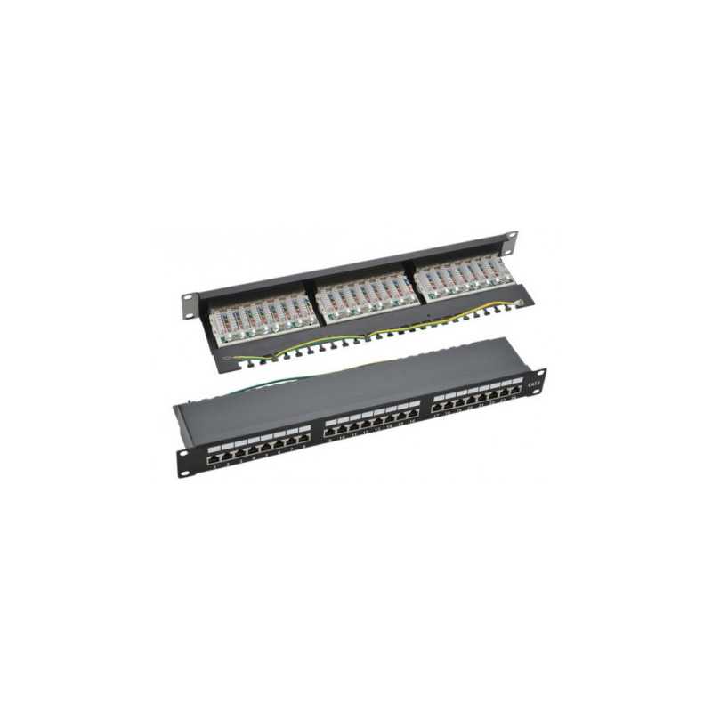 NaviaTec Cat6 Shielded 24-Port Patch Panel Black